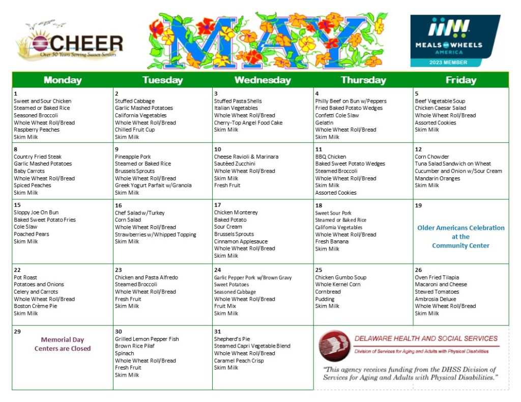 Lunch Menu - Cheer DE