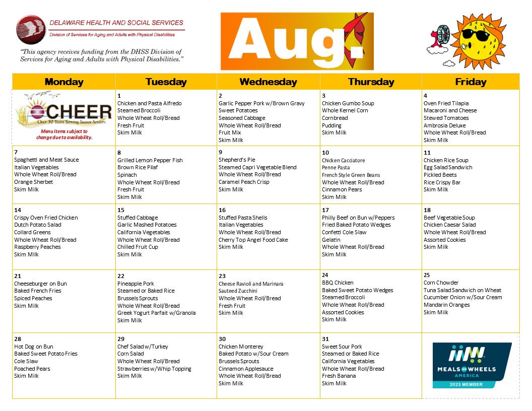 Lunch Menu - Cheer DE