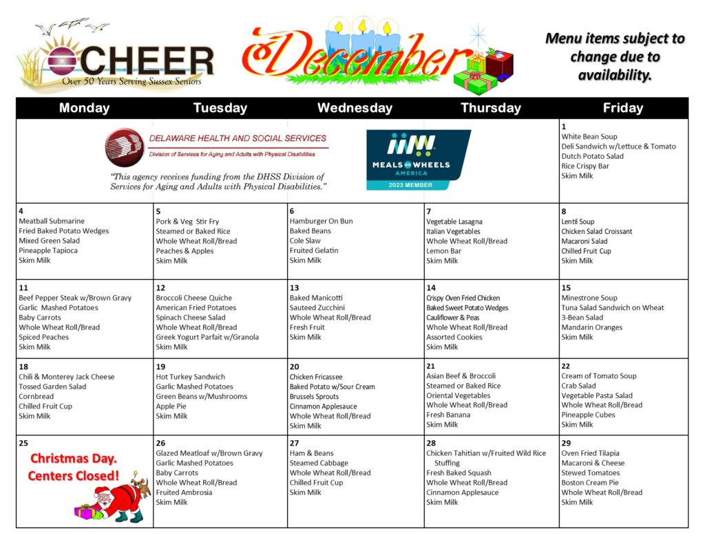 Lunch Menu - Cheer DE