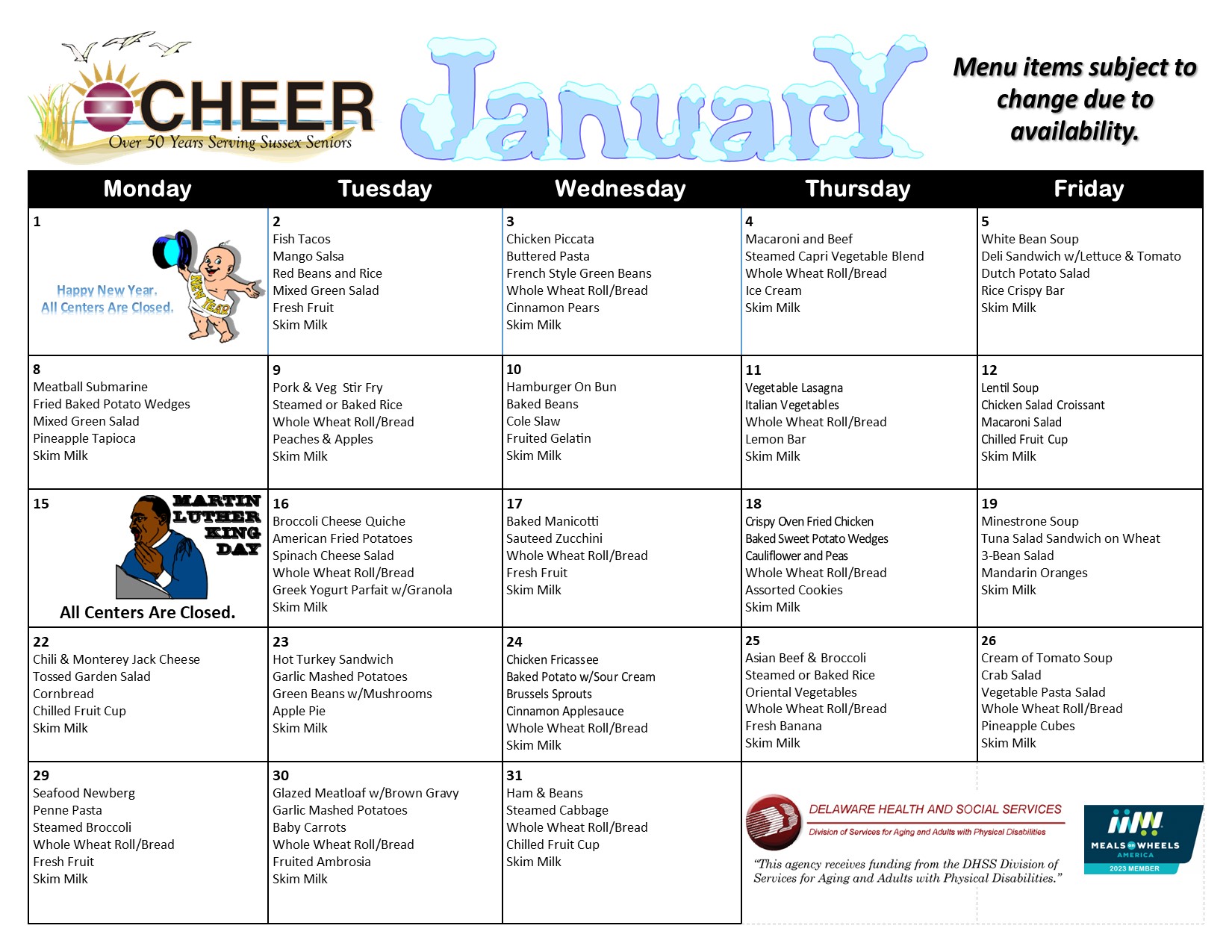 Lunch Menu - Cheer DE