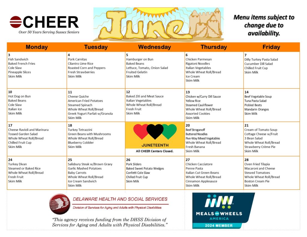 Lunch Menu - Cheer DE